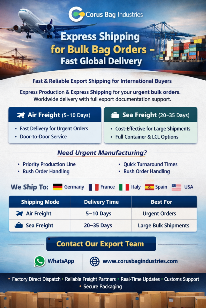 Express Shipping for Bulk Bags | Fast Export Delivery